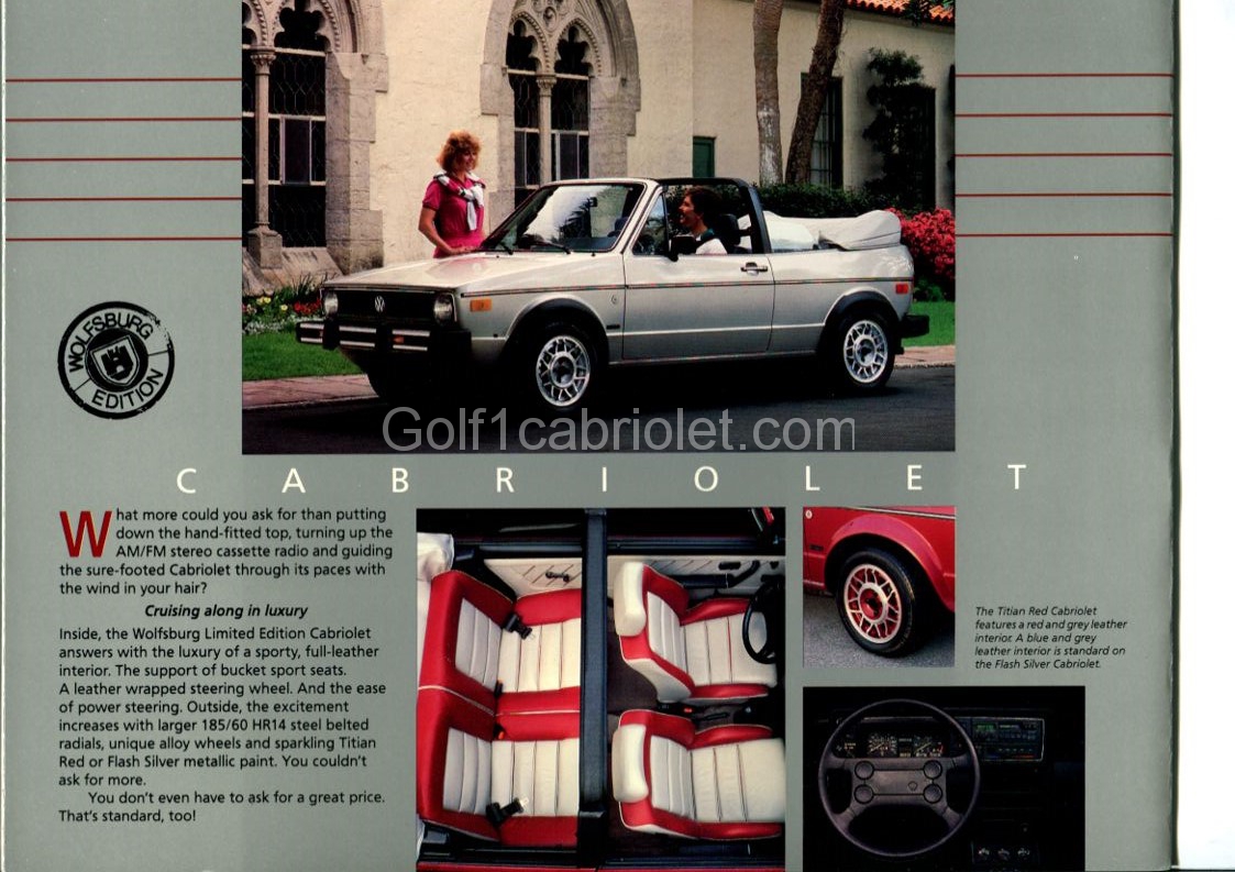 La gamme Wolfsburg Edition 1985 (USA) - Golf1cabriolet.com